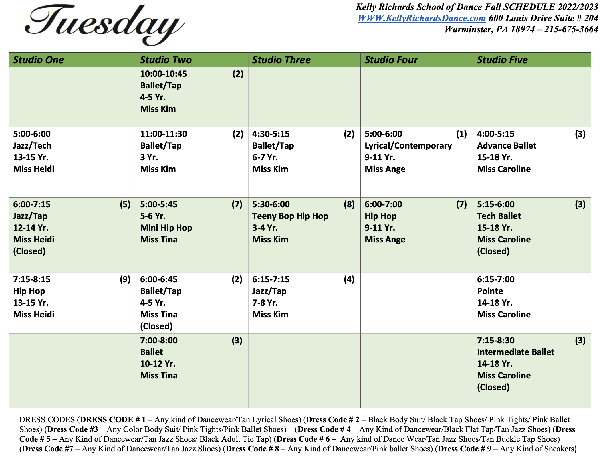 Classes - Kelly Richards - School of Dance